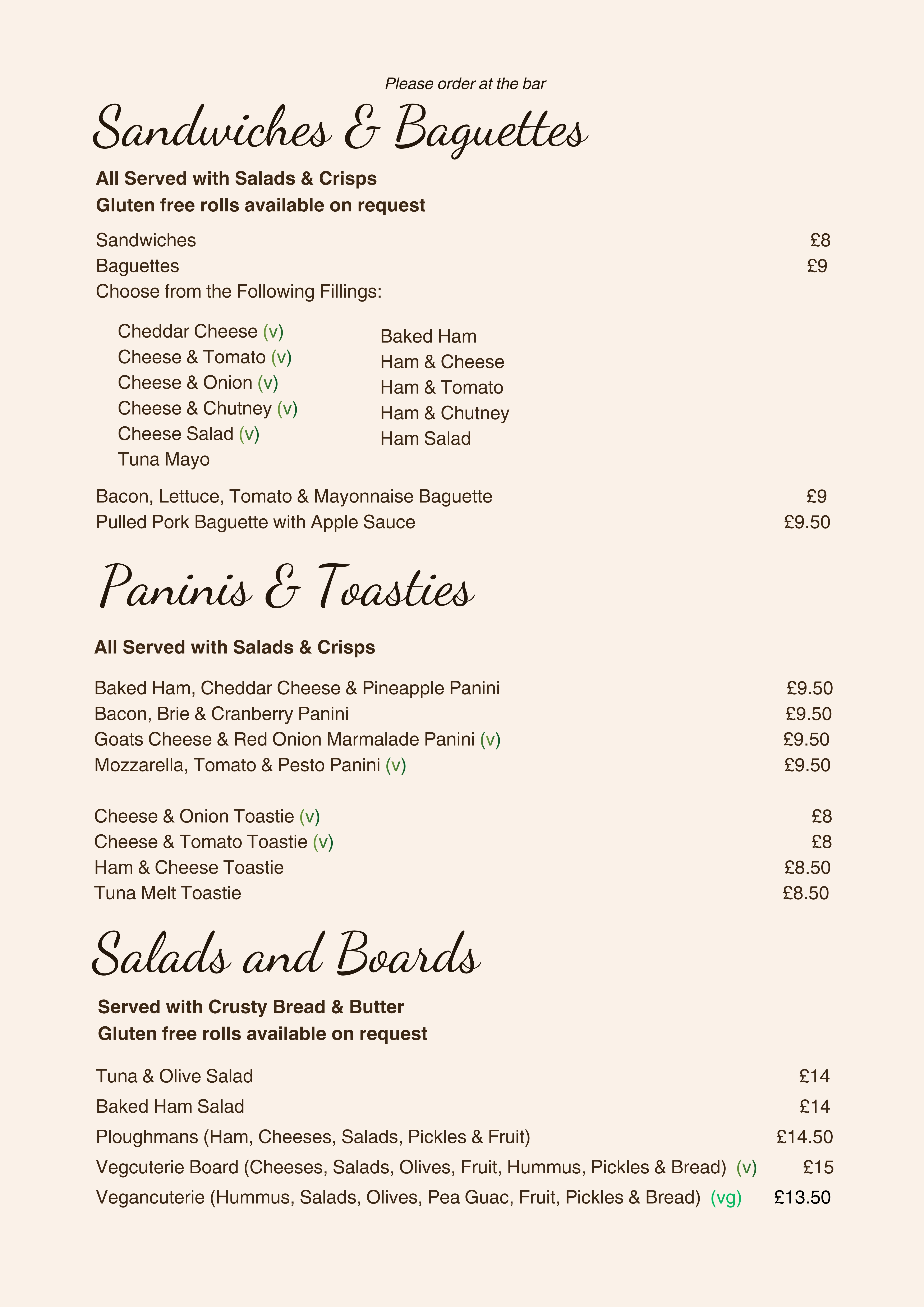 Lunch Menu – The Railway Inn Abergynolwyn